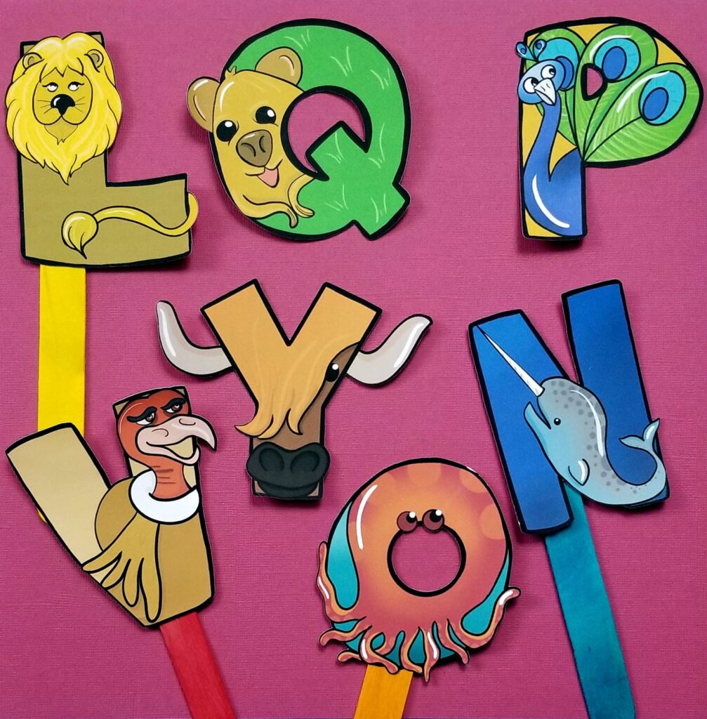 Printable Alphabet Animals Bundle: Old Maid Game + Full Color Puppets ...