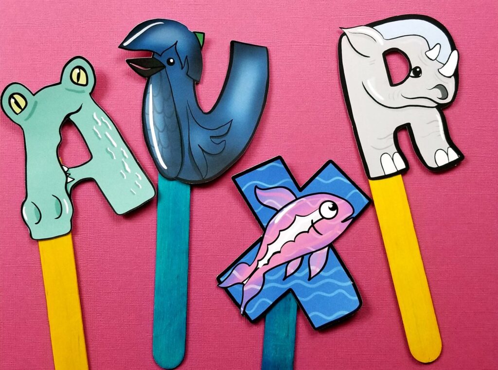 Printable Alphabet Animals Bundle: Old Maid Game + Full Color Puppets ...