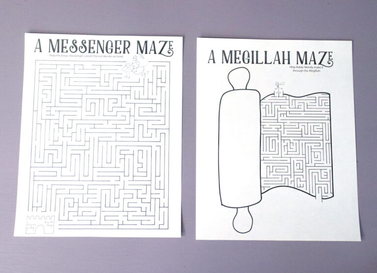 Purim Mazes – Printable Fun Pages & Activities – Shop Moms & Crafters