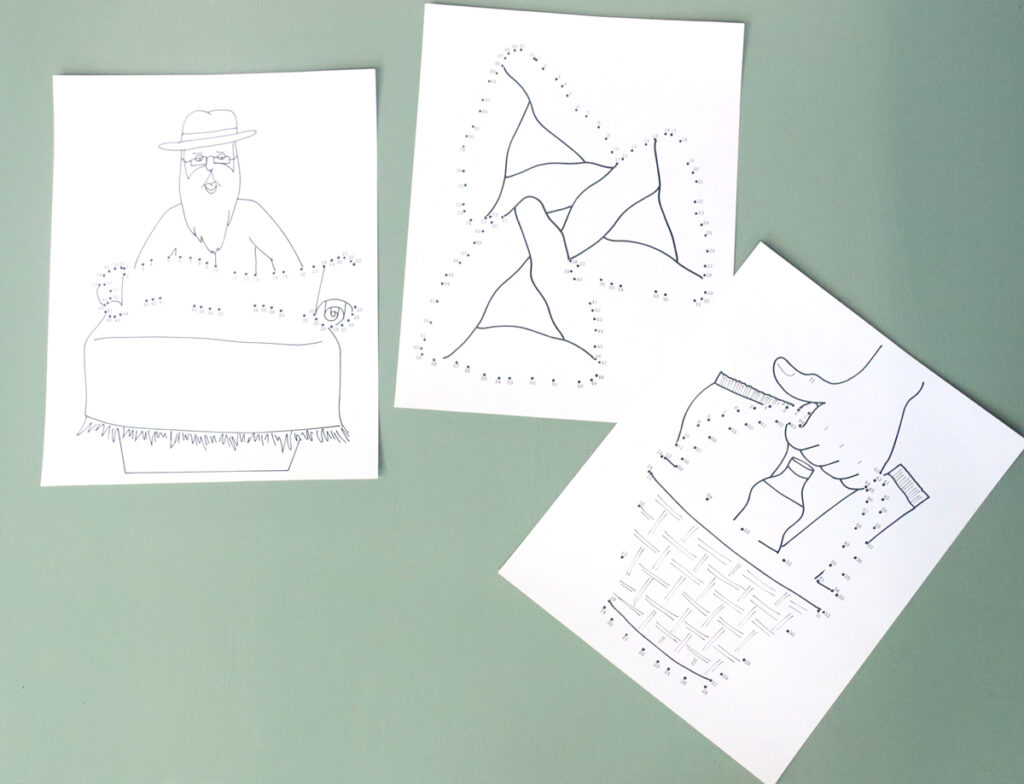 8 PURIM Dot to Dot Pages – Printable Activity Sheets and Purim Kids ...