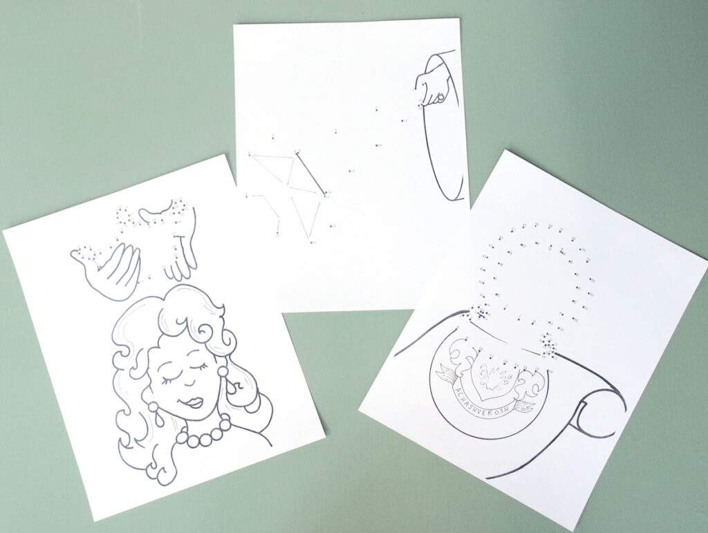8 PURIM Dot to Dot Pages – Printable Activity Sheets and Purim Kids ...