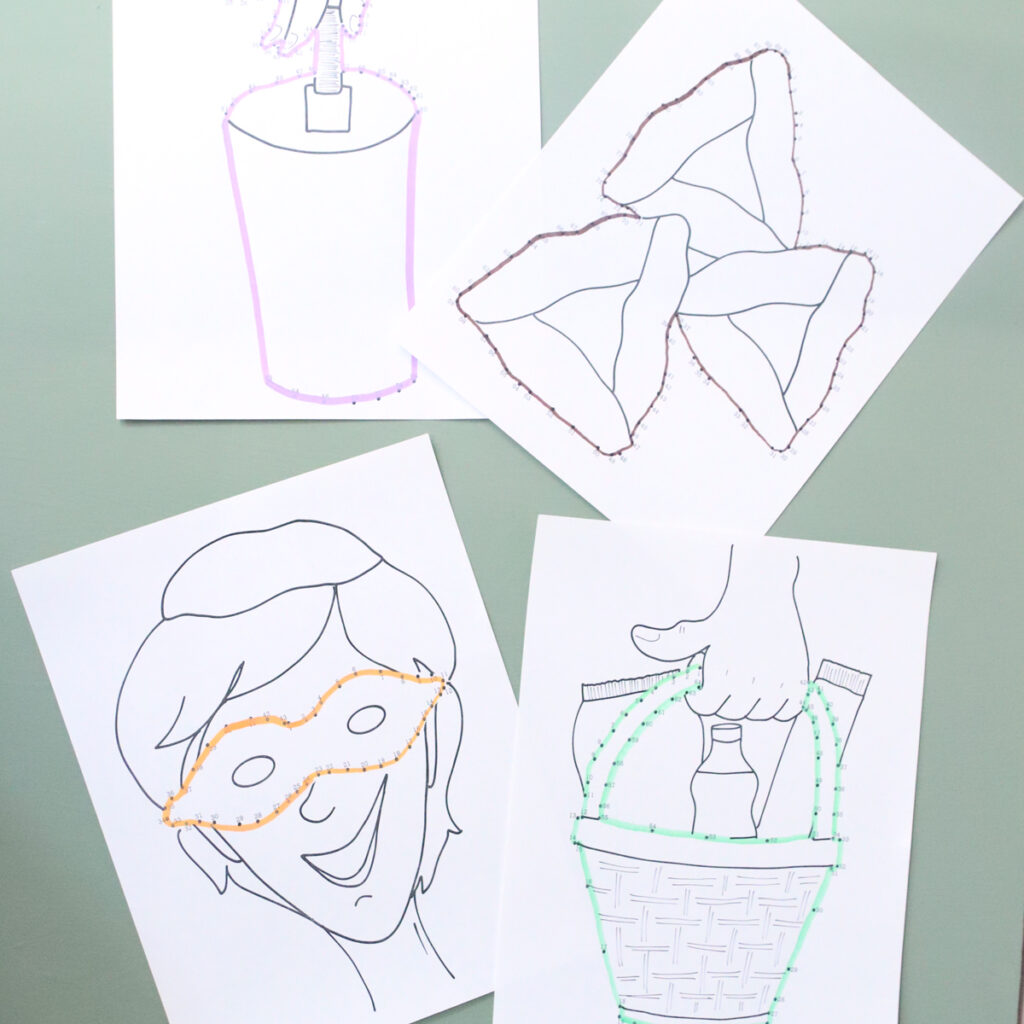 8 PURIM Dot to Dot Pages – Printable Activity Sheets and Purim Kids ...