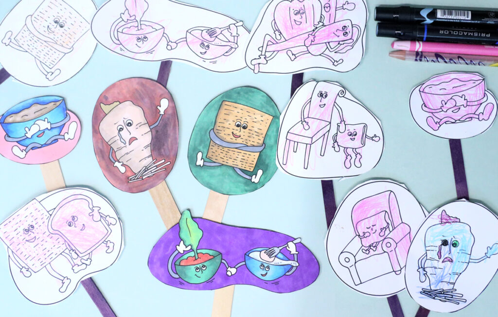Passover Mah Nishtanah Puppets – COLOR-IN Pesach Craft and Coloring ...
