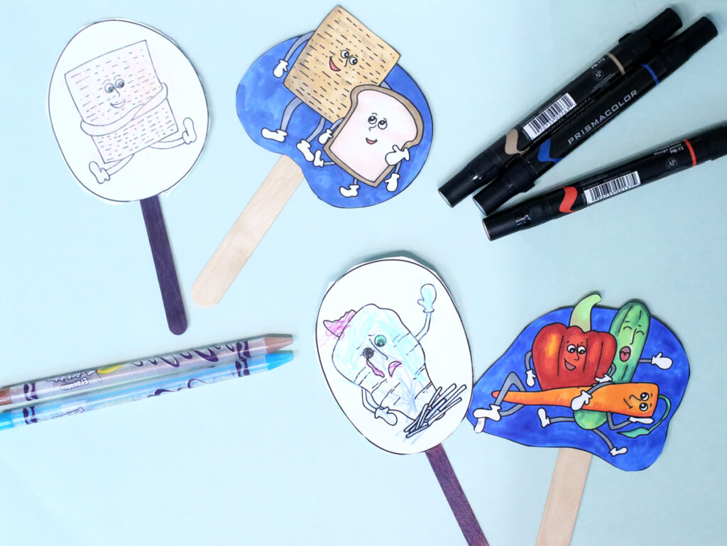 Passover Mah Nishtanah Puppets – COLOR-IN Pesach Craft and Coloring ...