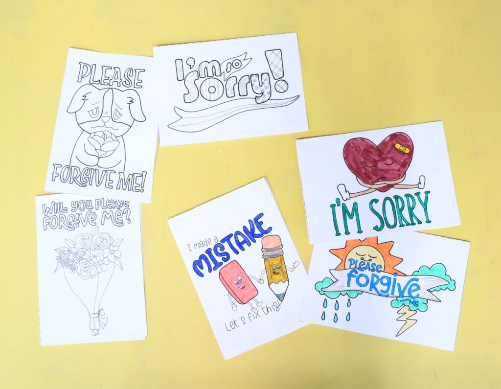 I’m Sorry Cards for Kids | Color & Craft Apology Cards for Rosh ...
