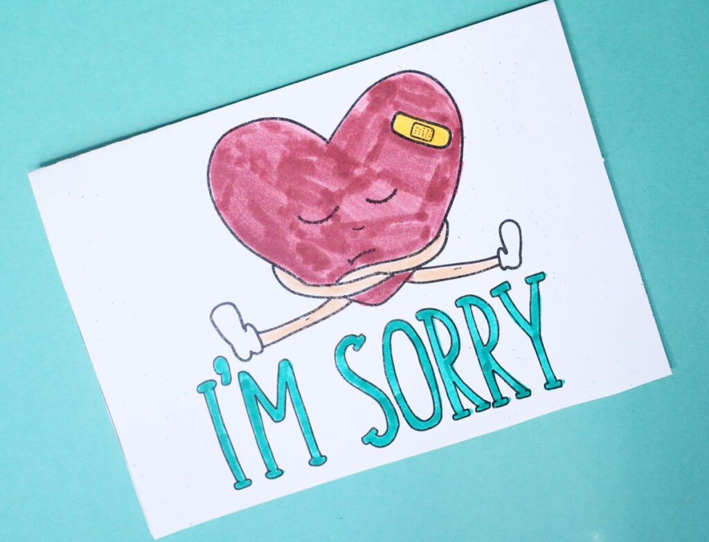 I’m Sorry Cards for Kids | Color & Craft Apology Cards for Rosh ...