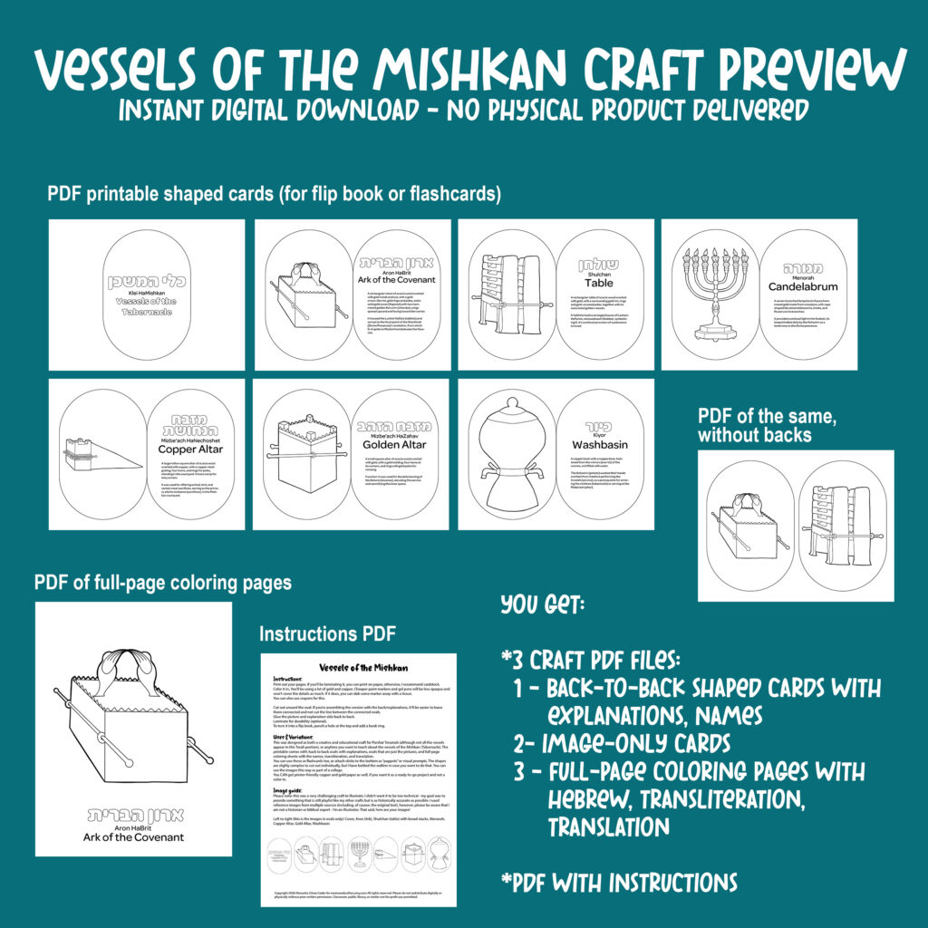 Vessels of the Tabernacle | Keilim of the Mishkan Craft and Coloring ...
